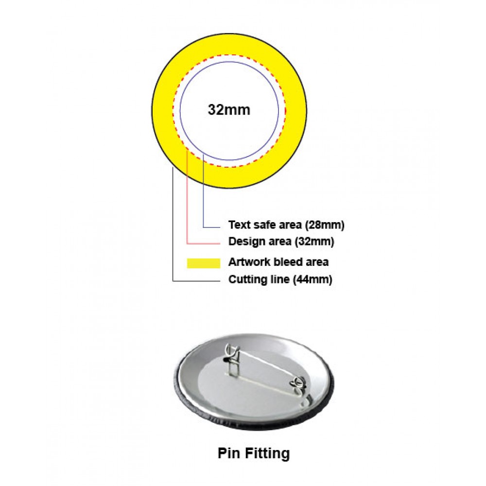 Custom Button Name Badges 32mm in Singapore - Name Badges International