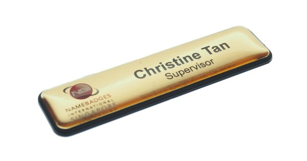 Prestige Name Badge Gold Background with Black border - Singapore