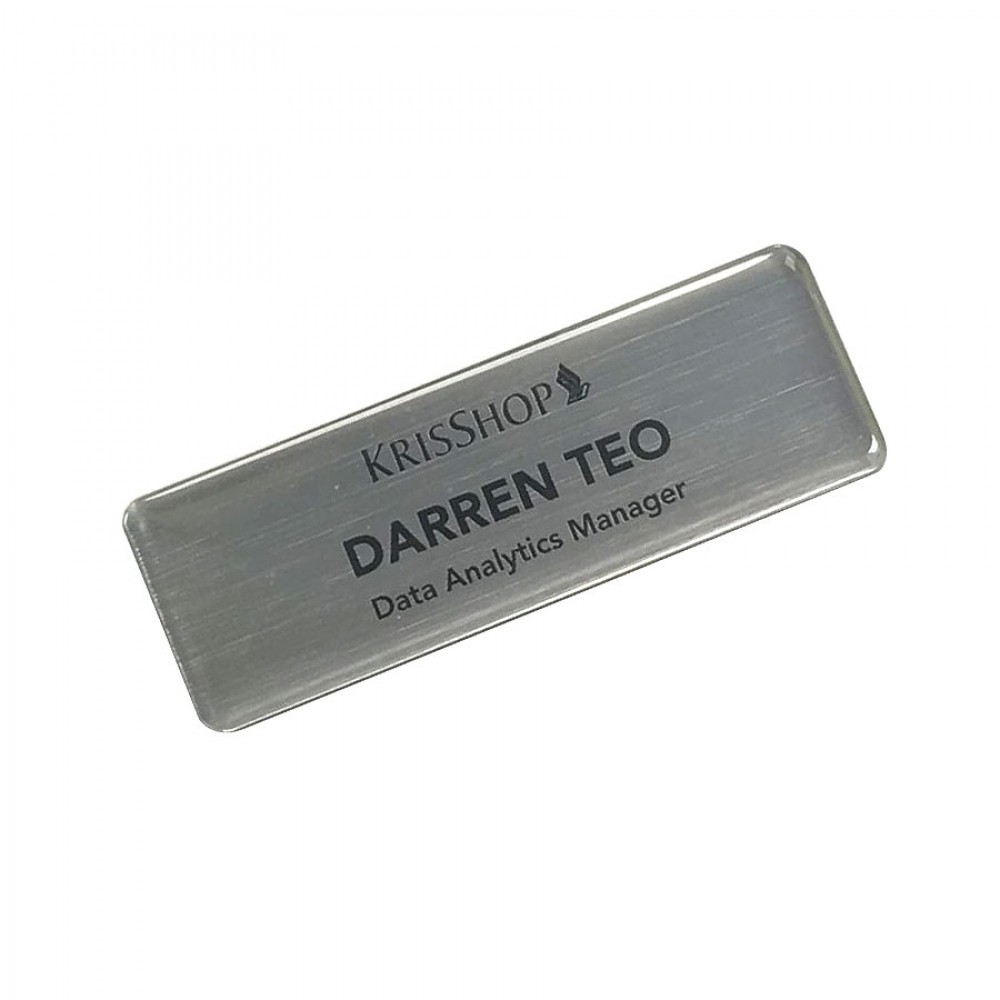 Standard Name Badge Brushed Silver Background in Singapore - Name ...